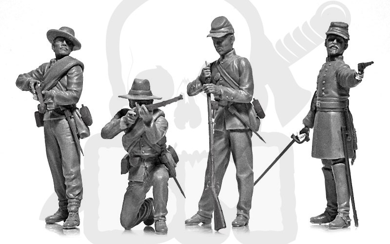 Battle-Models > American Civil War Confederate Infantry 4 figures 1:35